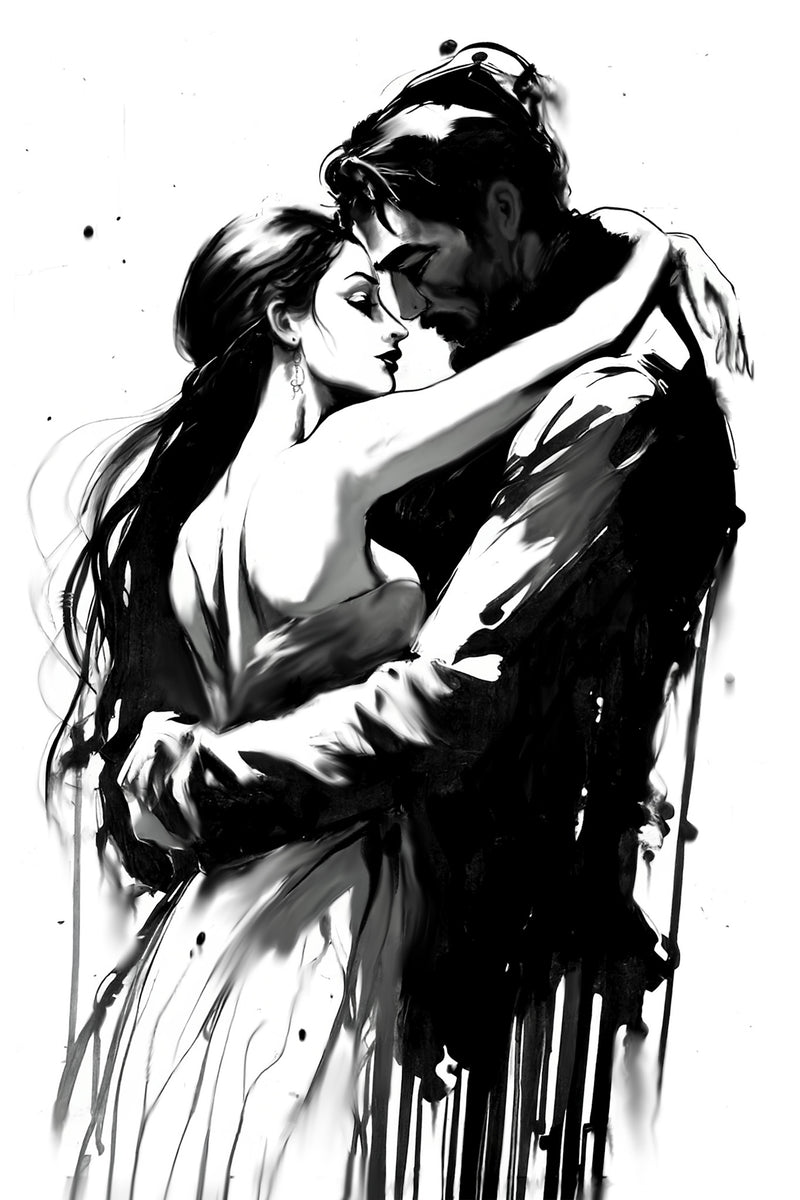 Couple line art - Minimalist sensual art black and white drawing - Ori ...